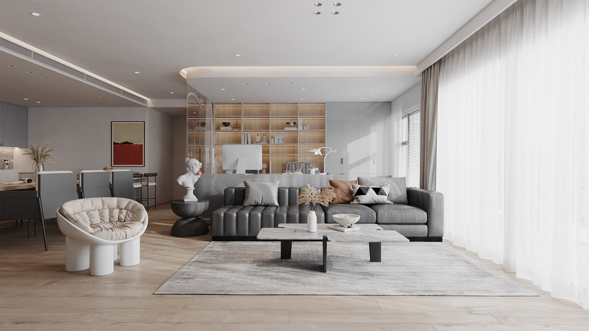 Living Kitchen Office Of Apartment - HanhCT - MAX FBX SKP OBJ Simlab ...