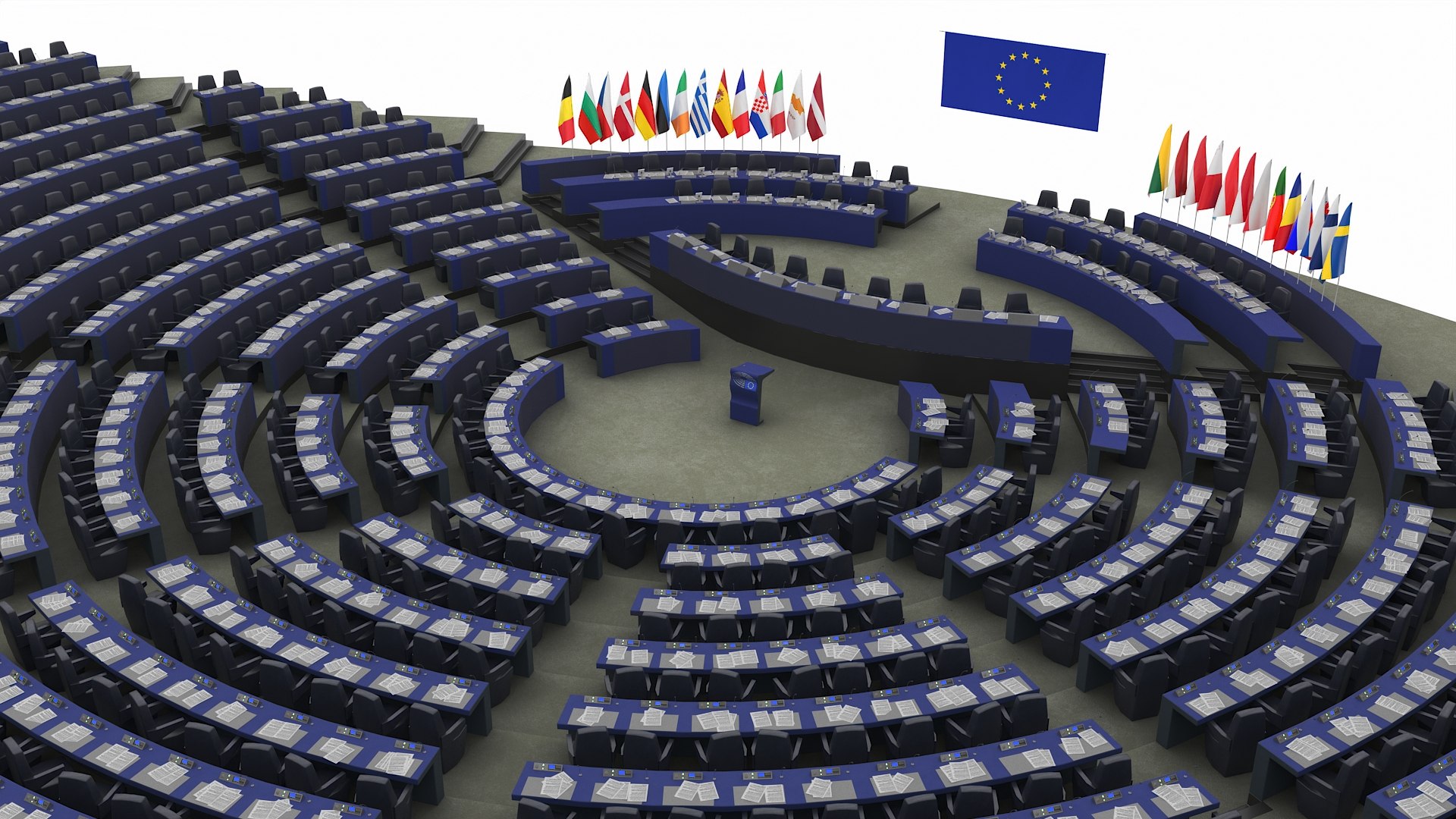 3D European Parliament Chamber - TurboSquid 2312513