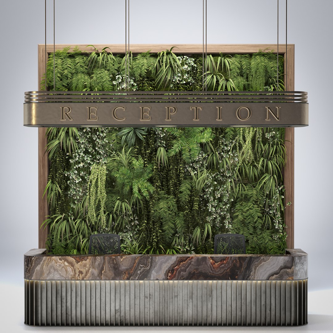 3D Reception With Wall Plants - TurboSquid 2022911