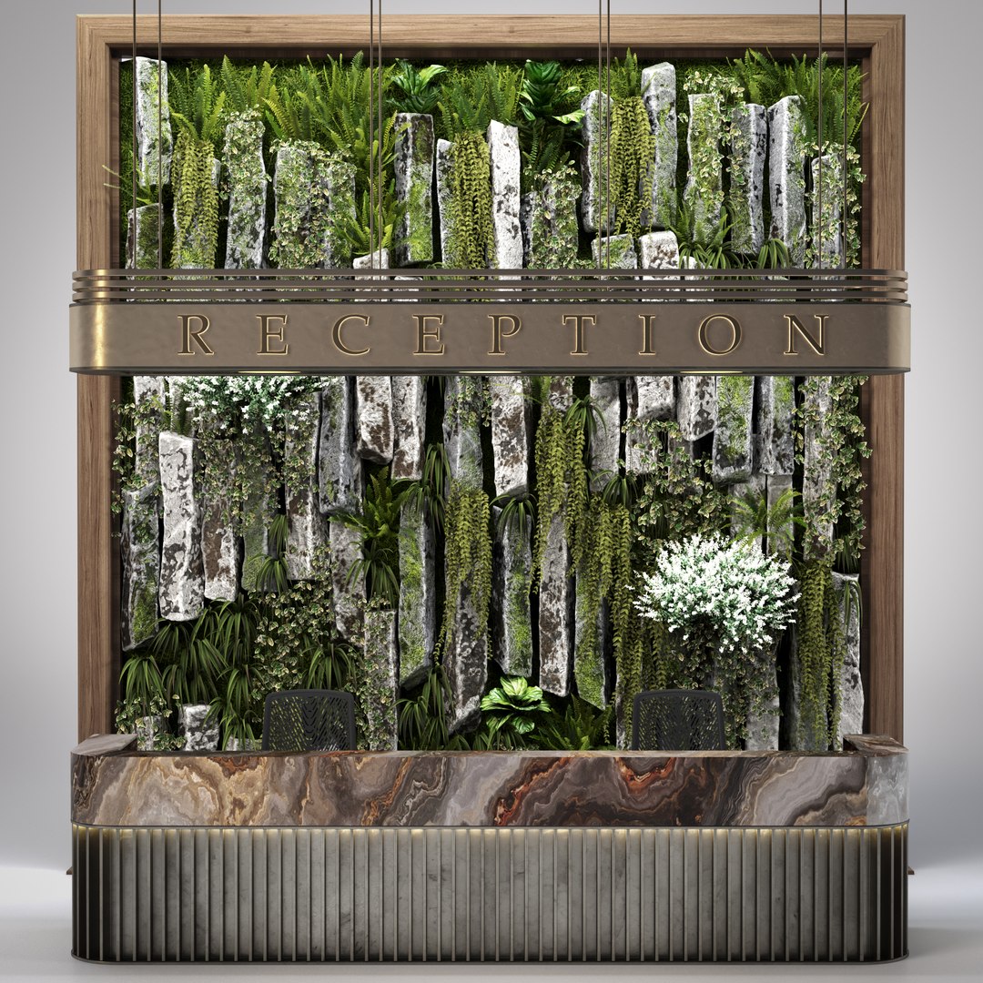 3D Reception With Wall Plants - TurboSquid 2022911