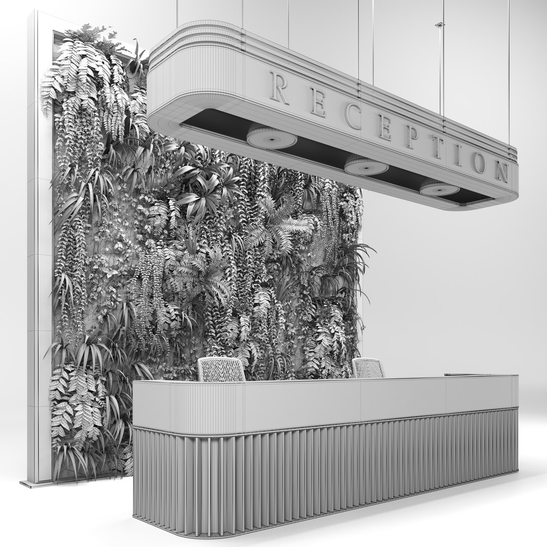 3D Reception With Wall Plants - TurboSquid 2022911