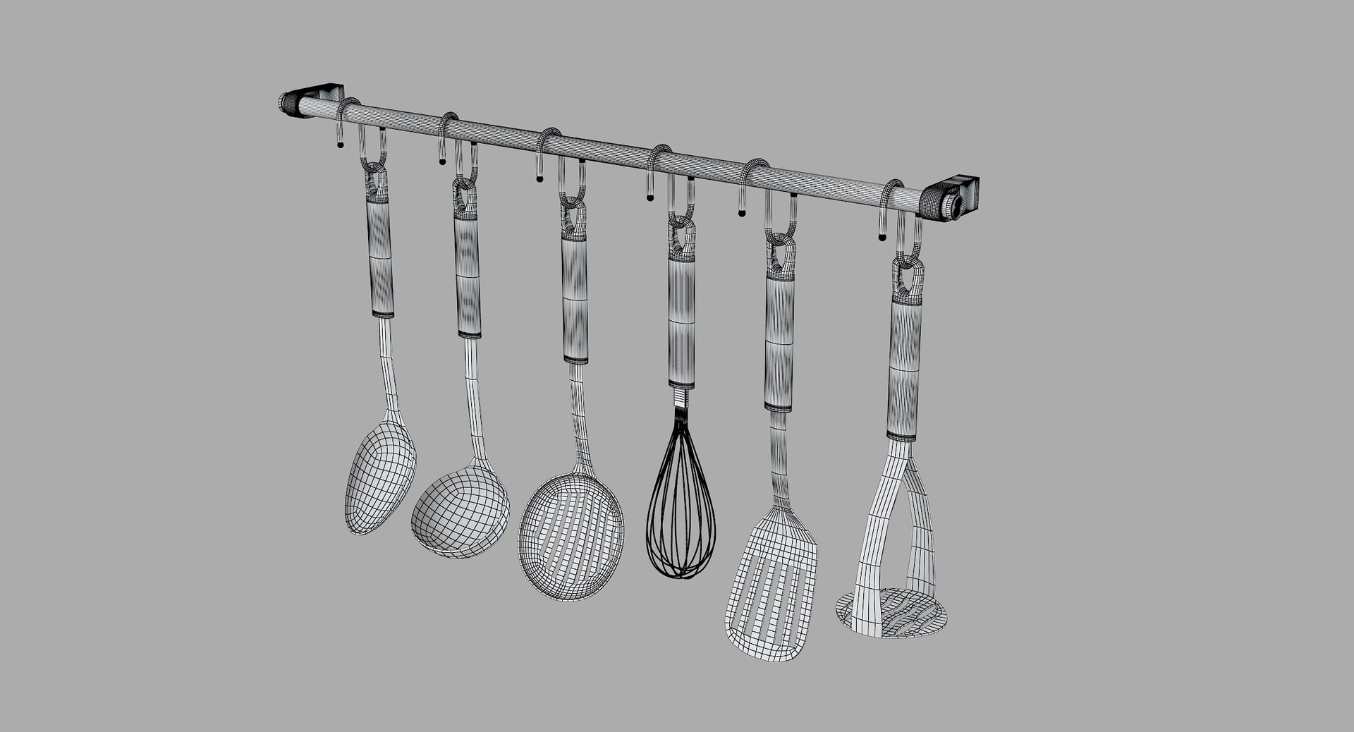 3d Stainless Steel Kitchen Utensils Model