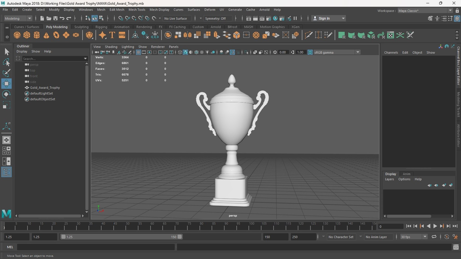 3D Gold Award Trophy - TurboSquid 2334728