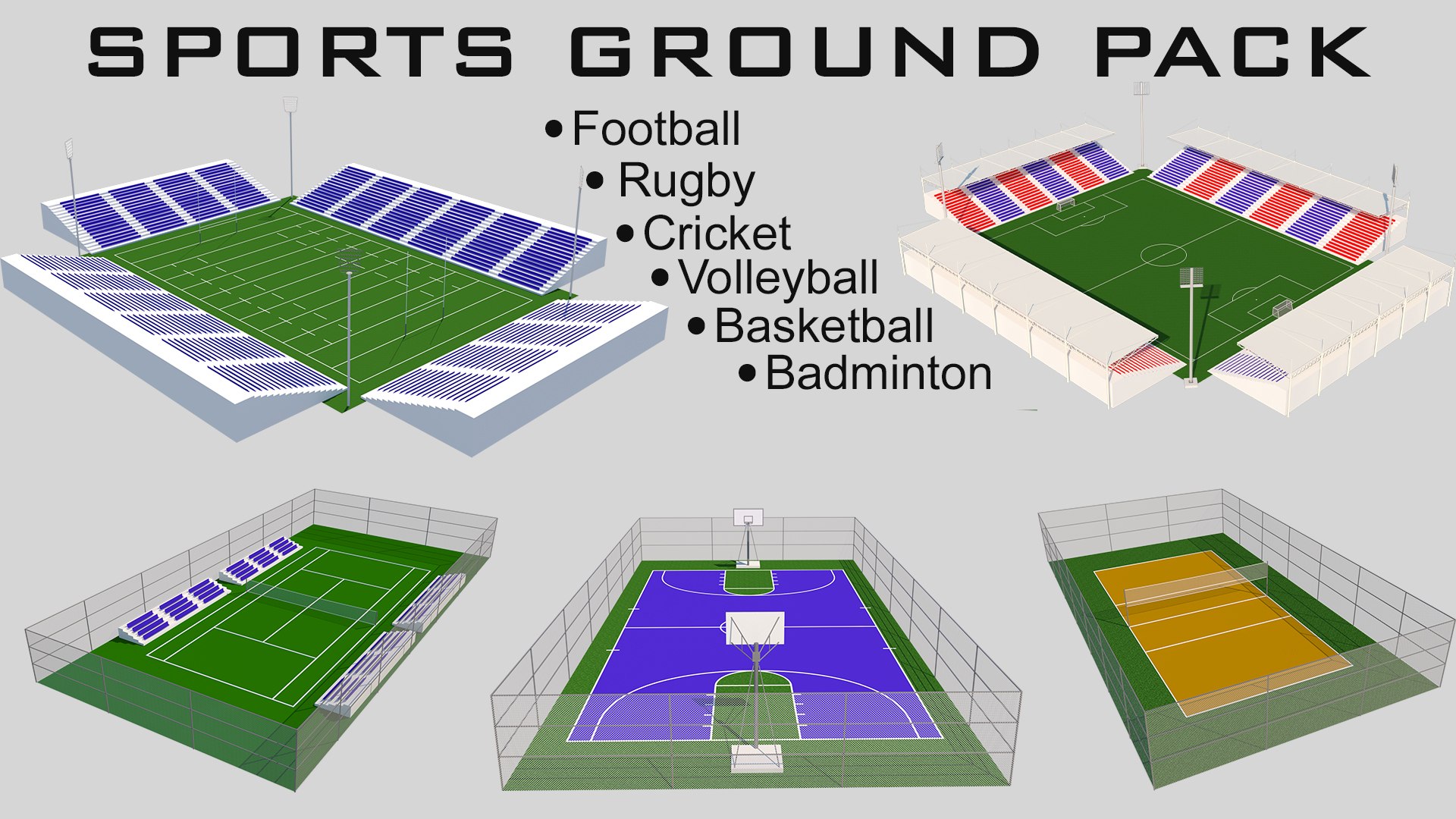 3D Sports Ground Pack - TurboSquid 1977100