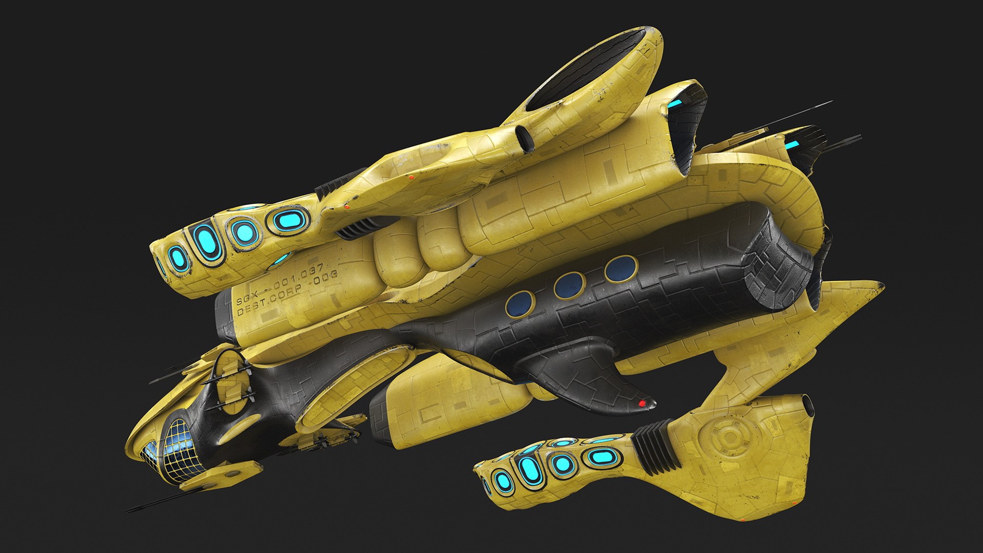 Concept Space Warship Yellow 3D Model - TurboSquid 2222422