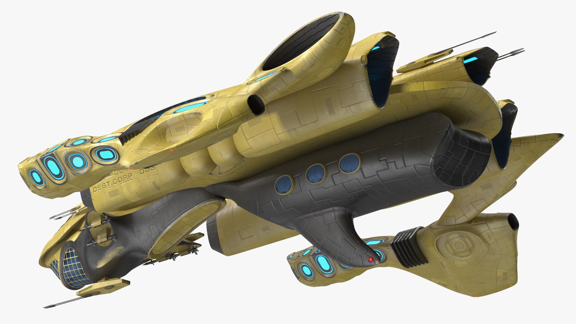 Concept Space Warship Yellow 3D Model - TurboSquid 2222422