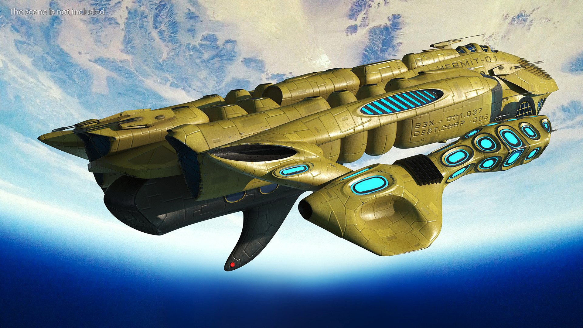 Concept Space Warship Yellow 3D Model - TurboSquid 2222422