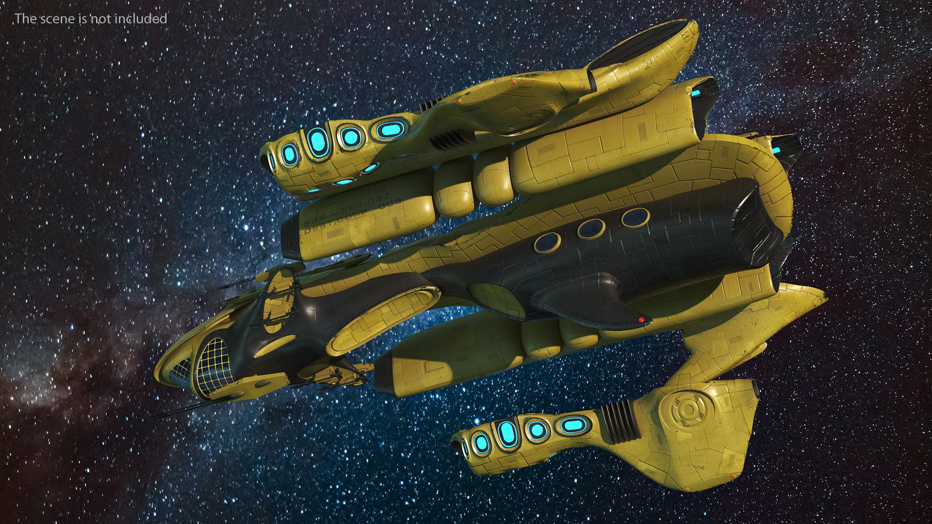 Concept Space Warship Yellow 3D Model - TurboSquid 2222422