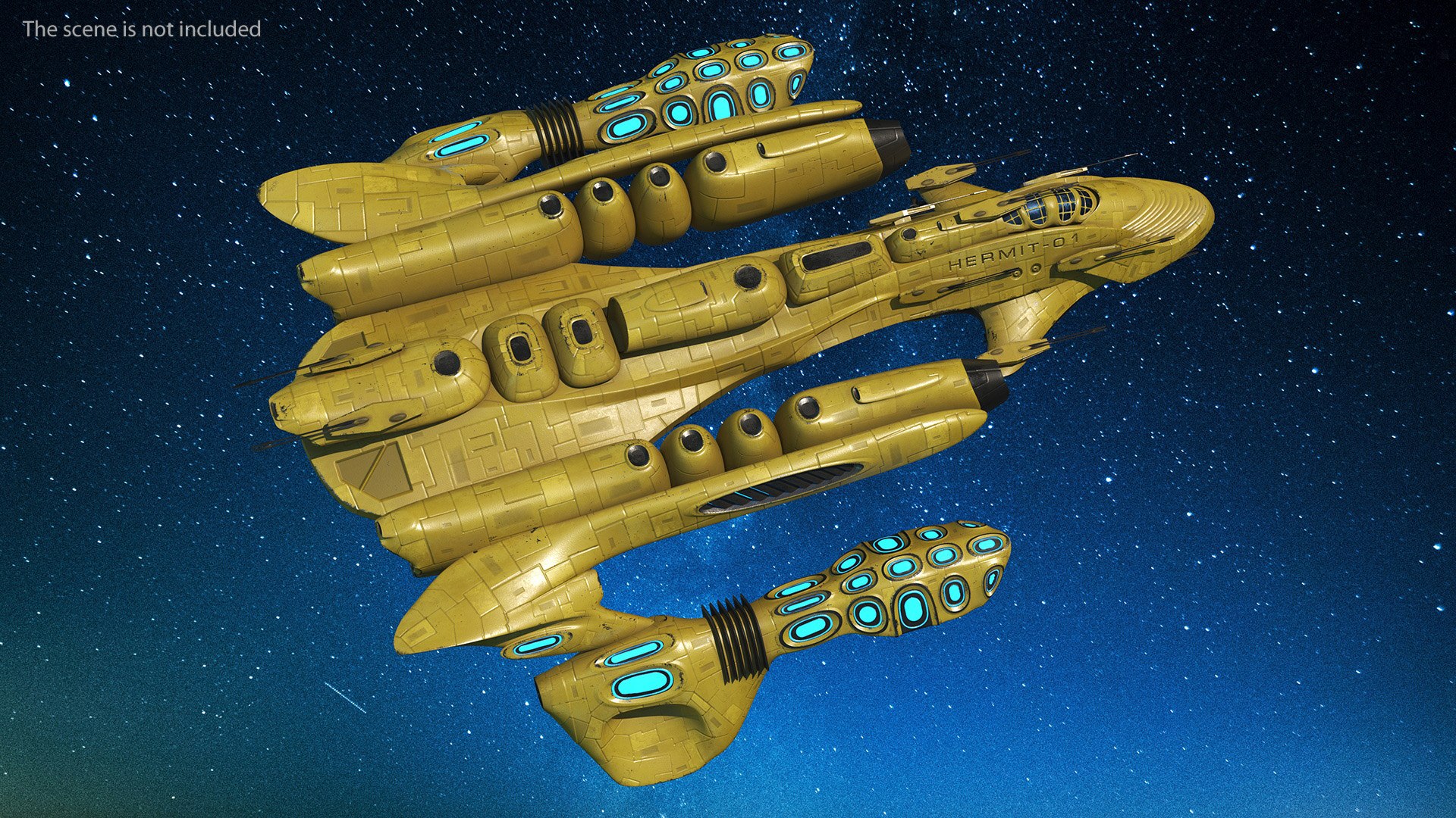 Concept Space Warship Yellow 3D Model - TurboSquid 2222422