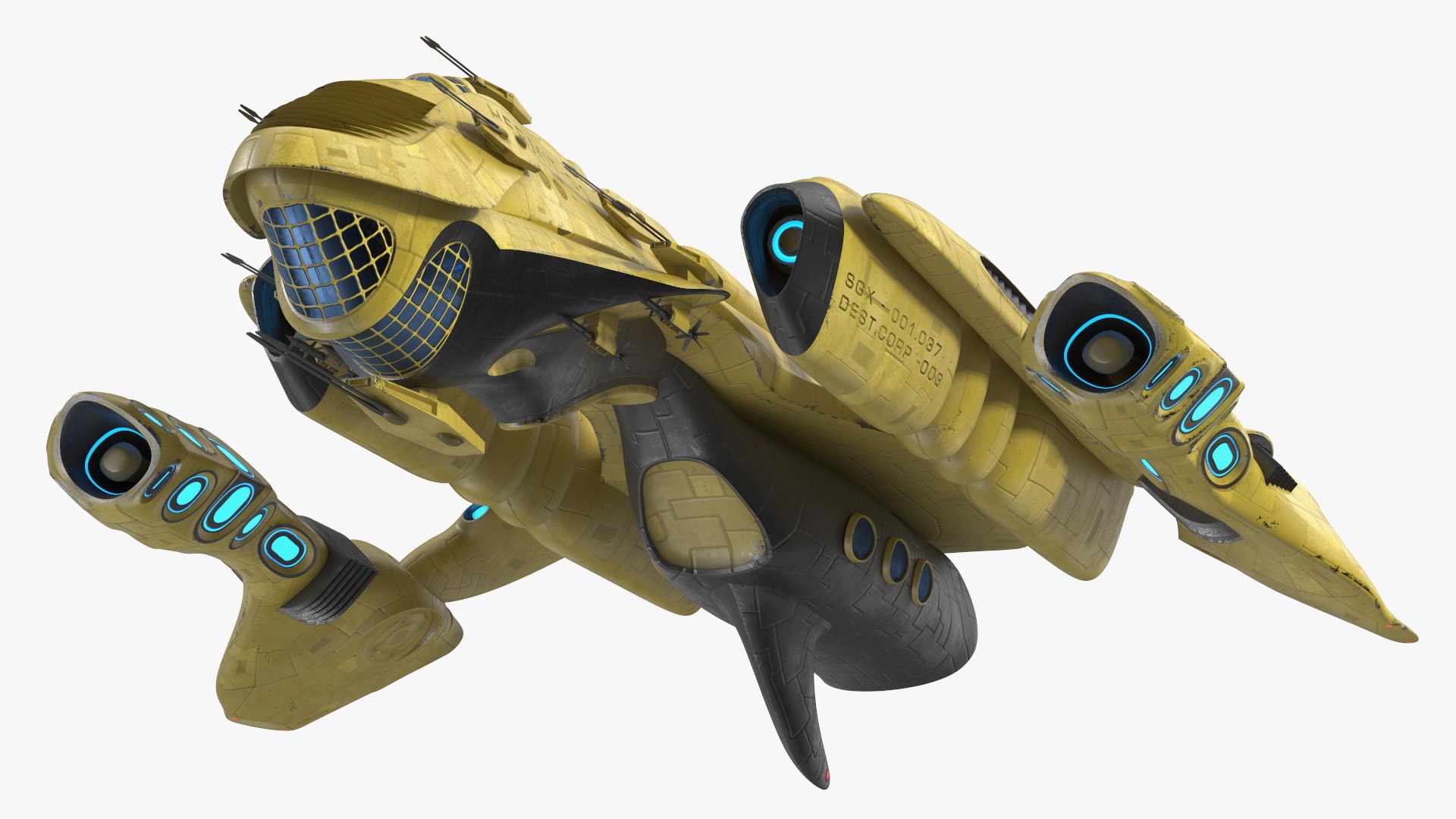 Concept Space Warship Yellow 3D Model - TurboSquid 2222422