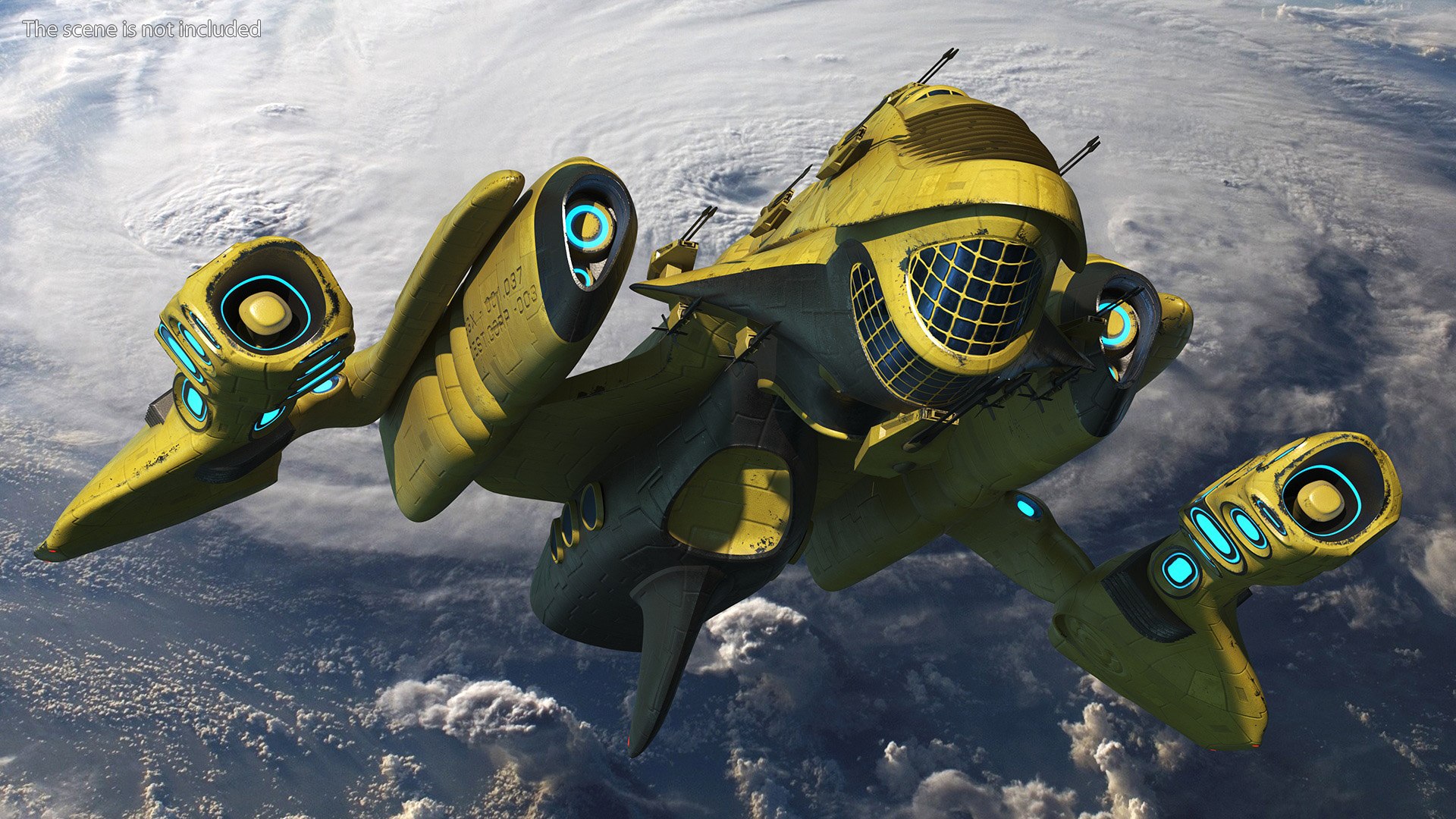 Concept Space Warship Yellow 3D Model - TurboSquid 2222422