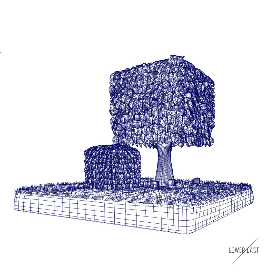 3d Cube Garden Tree Bush