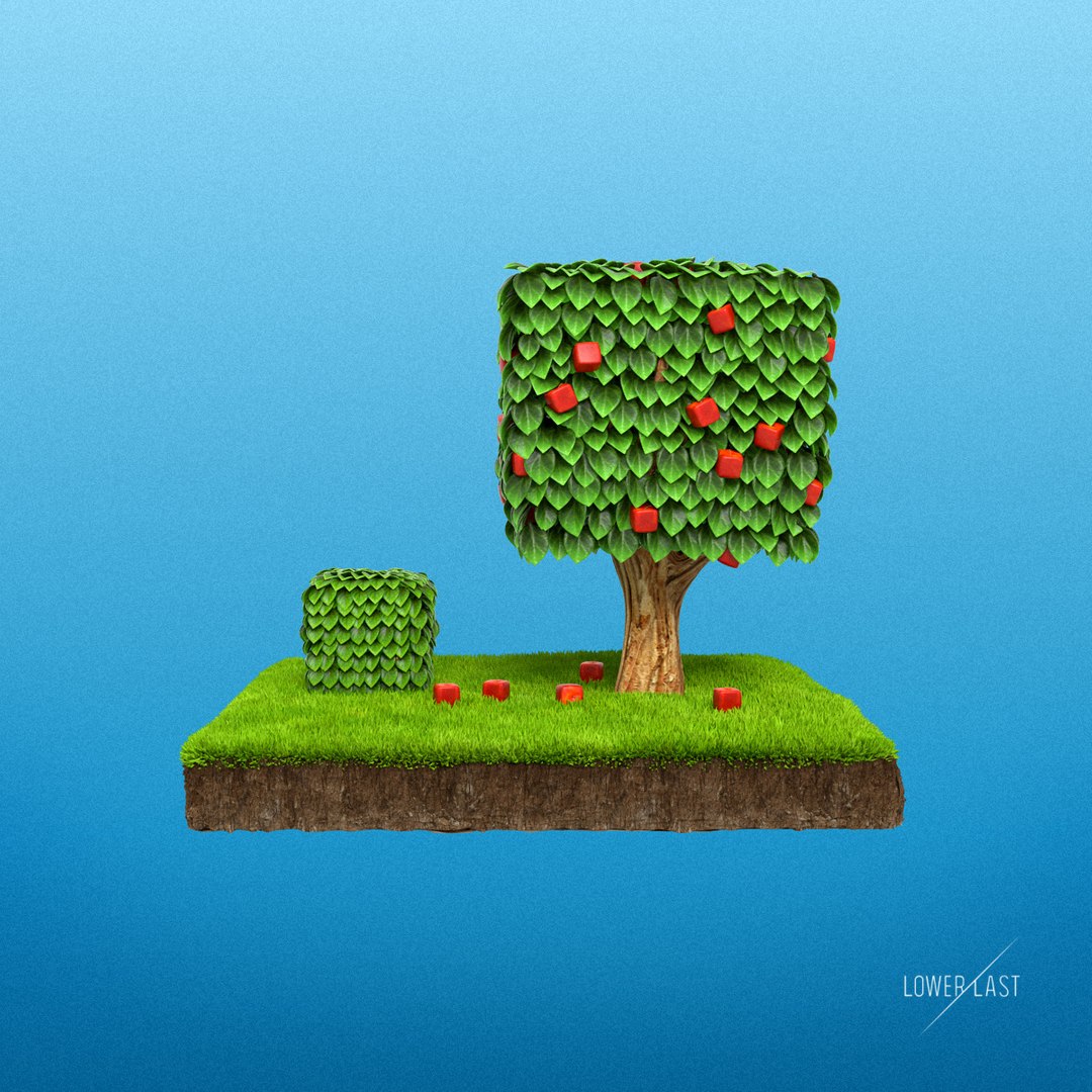 3d Cube Garden Tree Bush