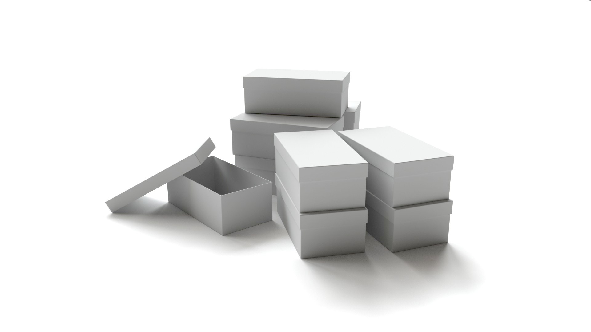 Shoe Boxes Stacked And Open - 3D Asset 3D Model - TurboSquid 1763062