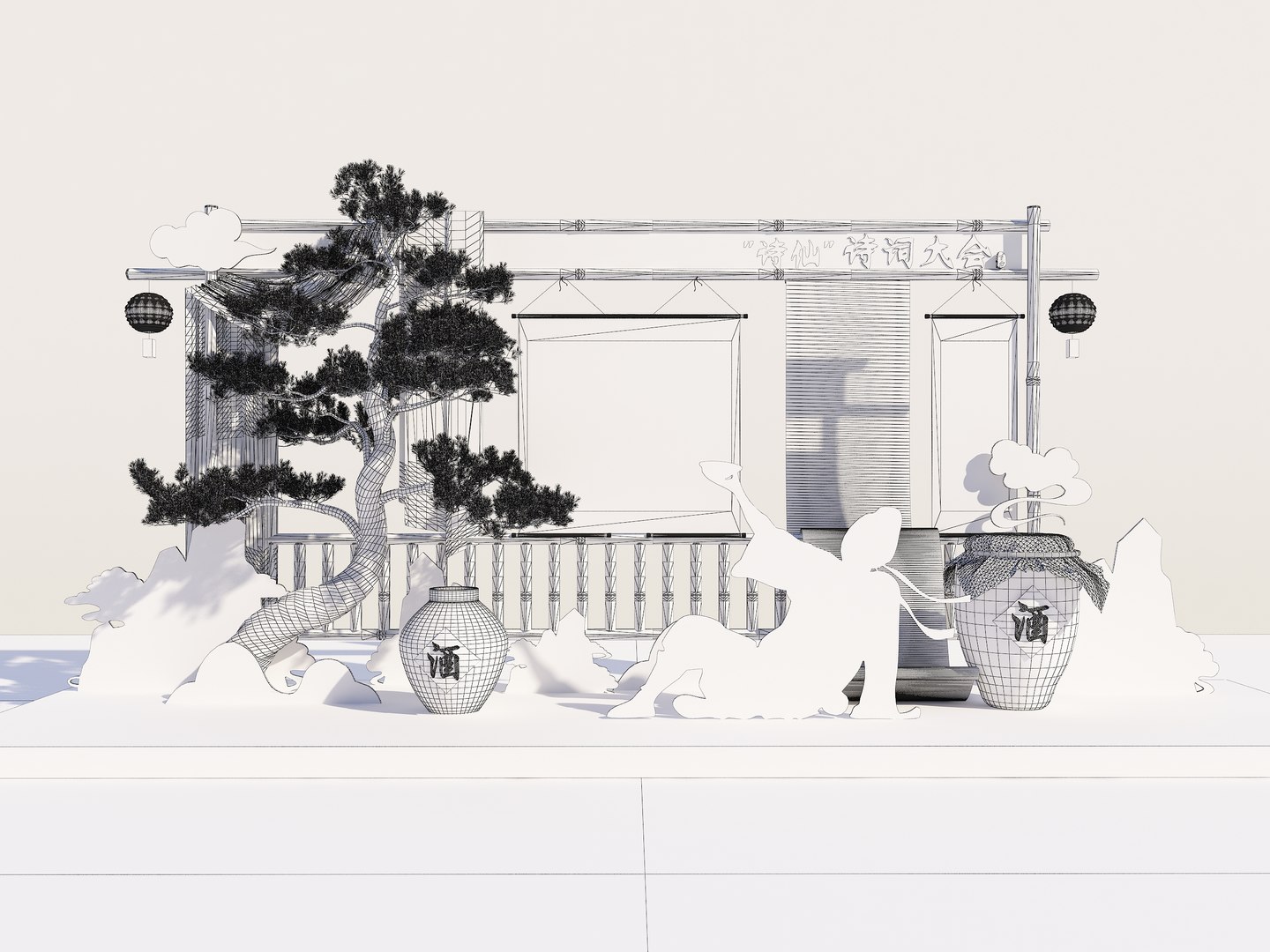 3D Chinese Art Installations Cultural Exhibition - TurboSquid 2161755