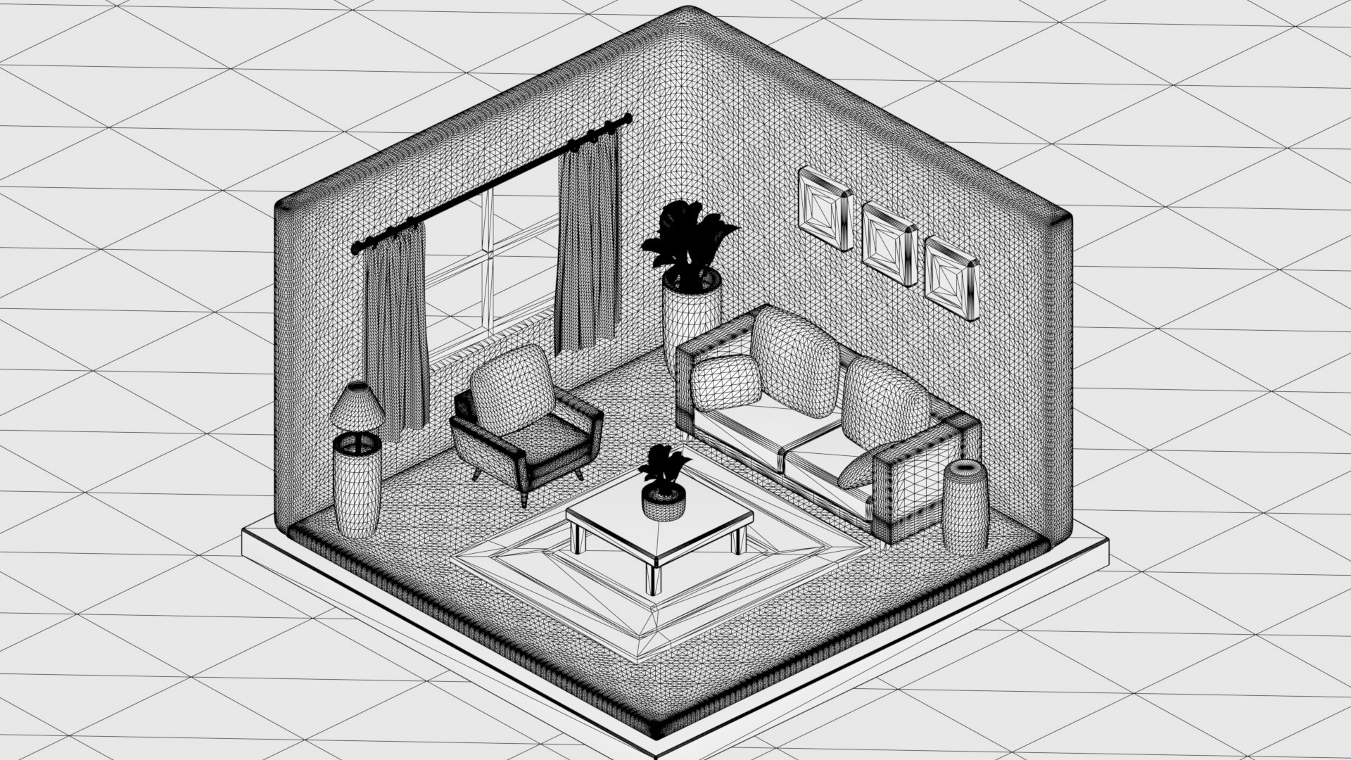 ISOMETRIC LIVING ROOM II 3D Model - TurboSquid 2315257