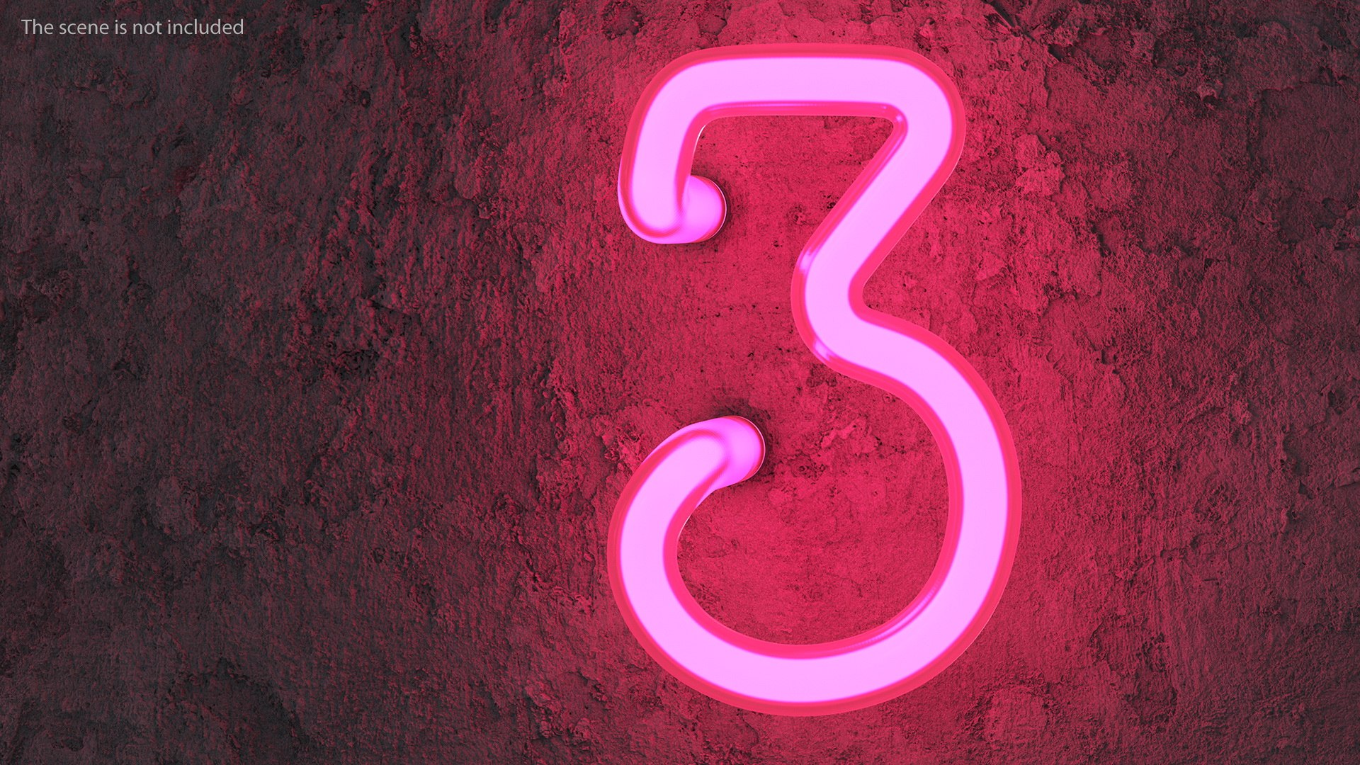 Glowing Neon Tube Light Digit 3 Model - TurboSquid 1855656