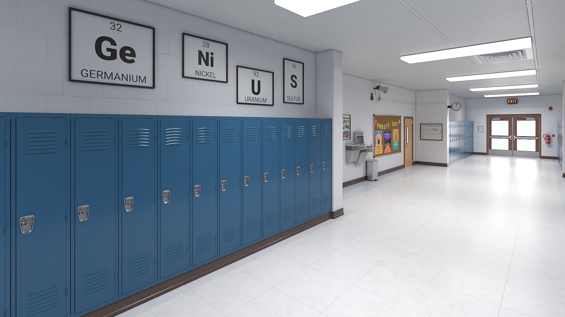3D Model Middle School Hallway - TurboSquid 2346251