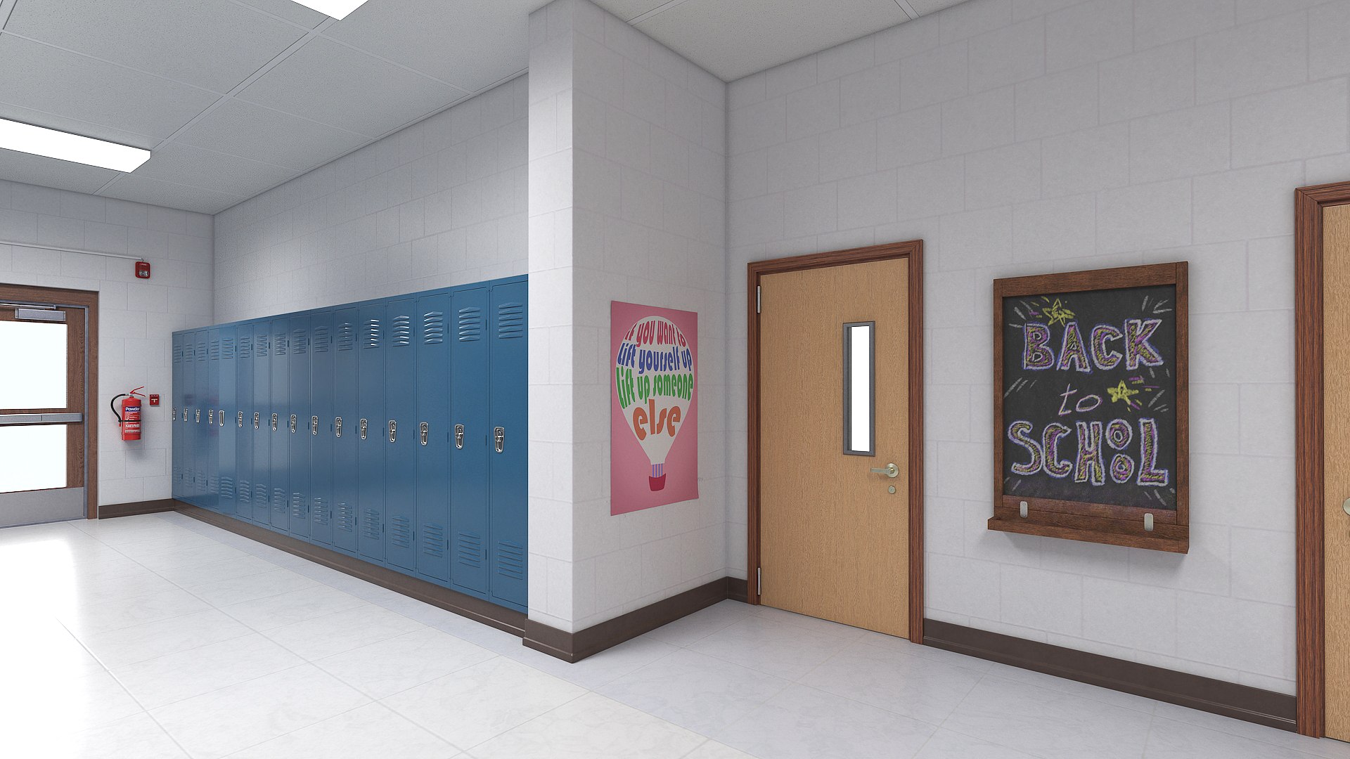 3D Model Middle School Hallway - TurboSquid 2346251