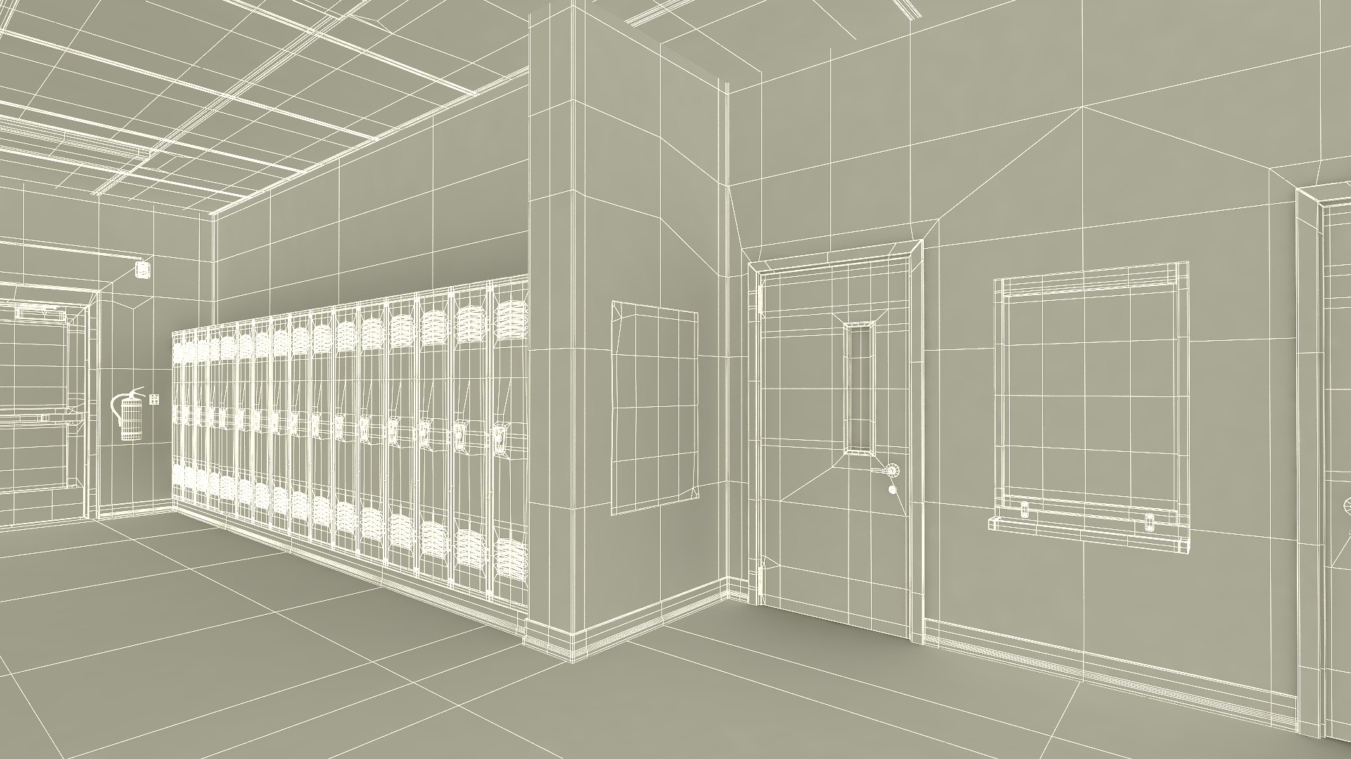 3D Model Middle School Hallway - TurboSquid 2346251
