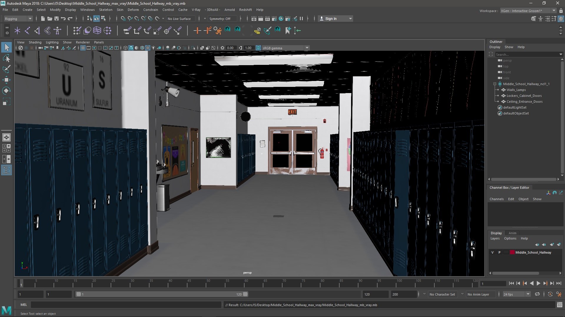 3D Model Middle School Hallway - TurboSquid 2346251