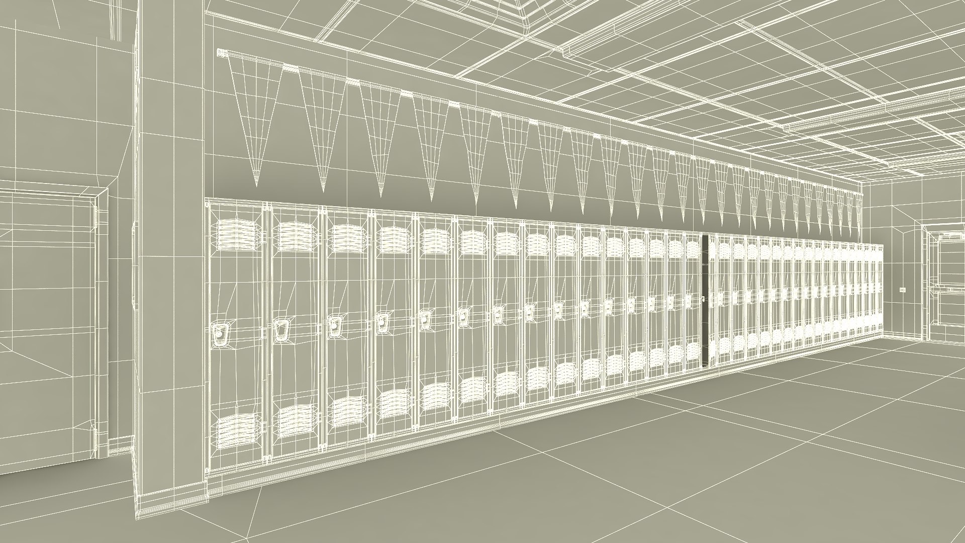 3D Model Middle School Hallway - TurboSquid 2346251