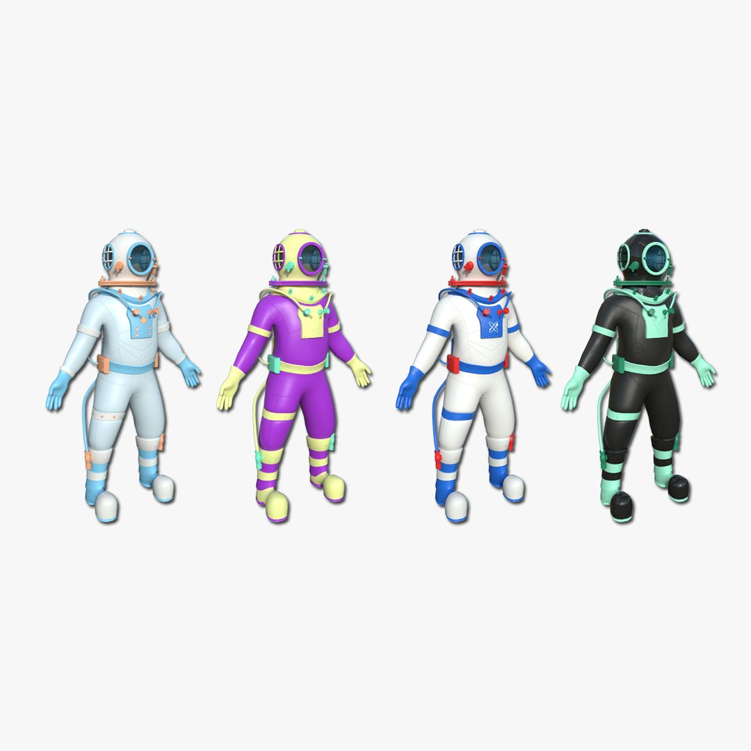 3D model 04 Diving Suits Collection - Cartoon Character Design ...