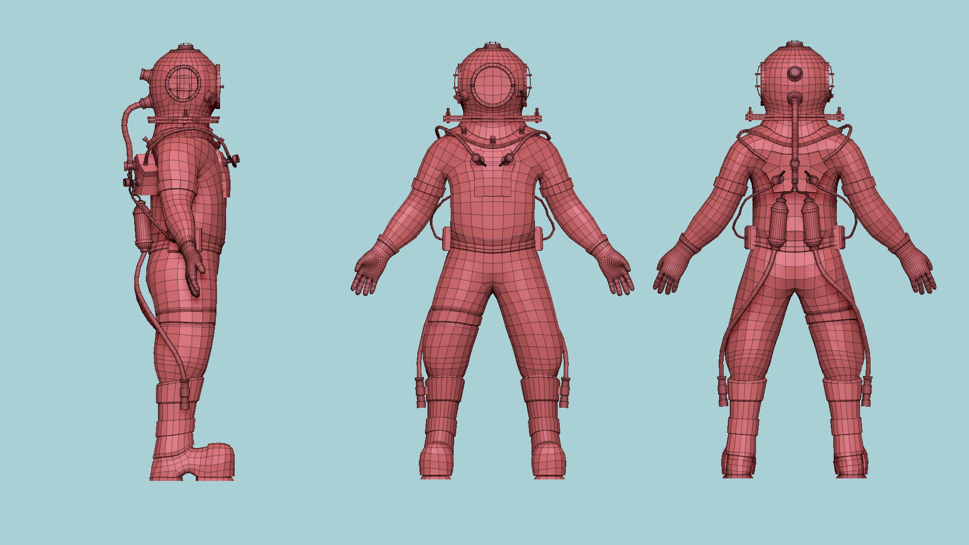 3D model 04 Diving Suits Collection - Cartoon Character Design ...
