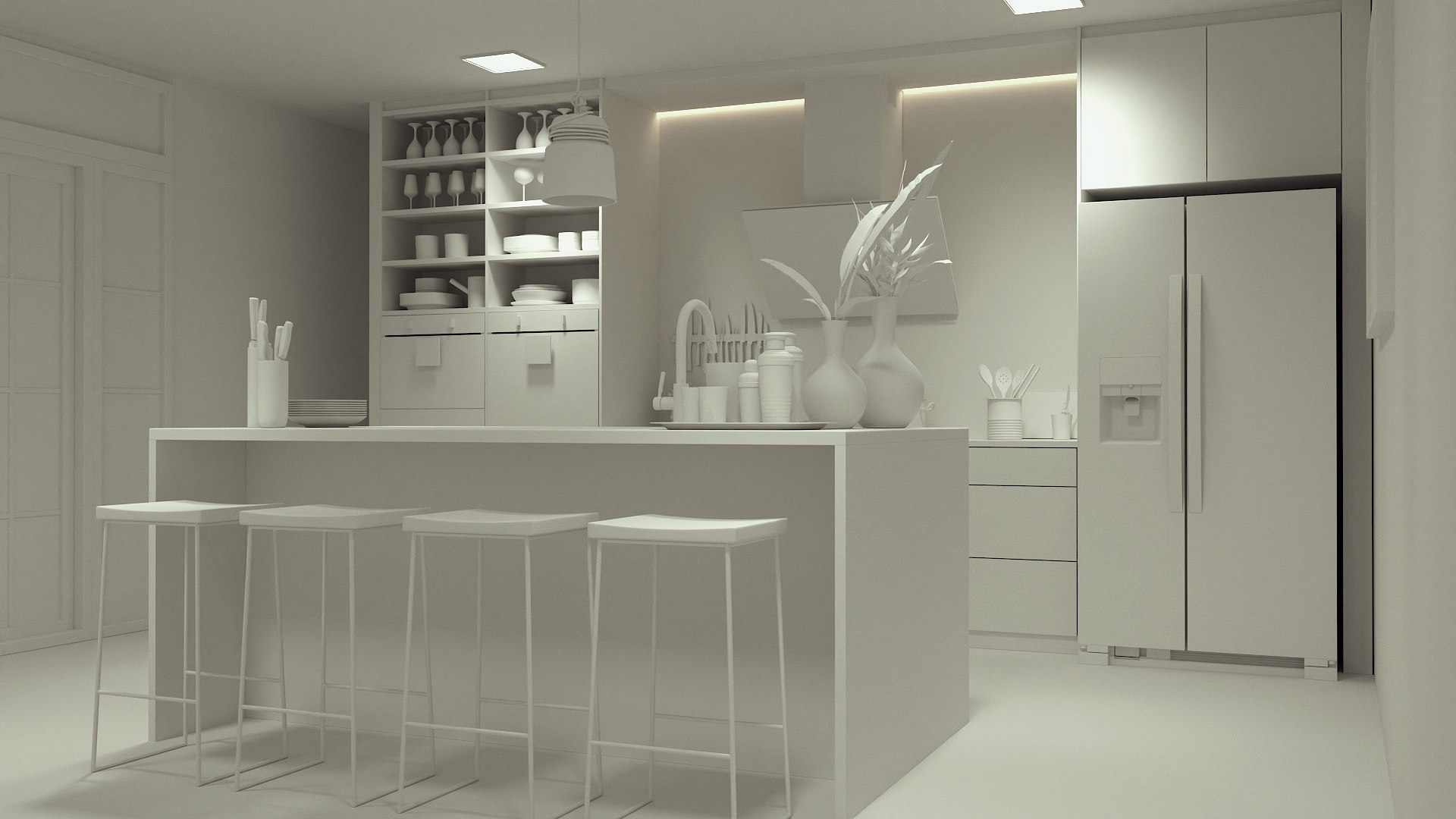 3D Bespoke Kitchen Complete - Cinema 4D Octane Plus Formats Model ...