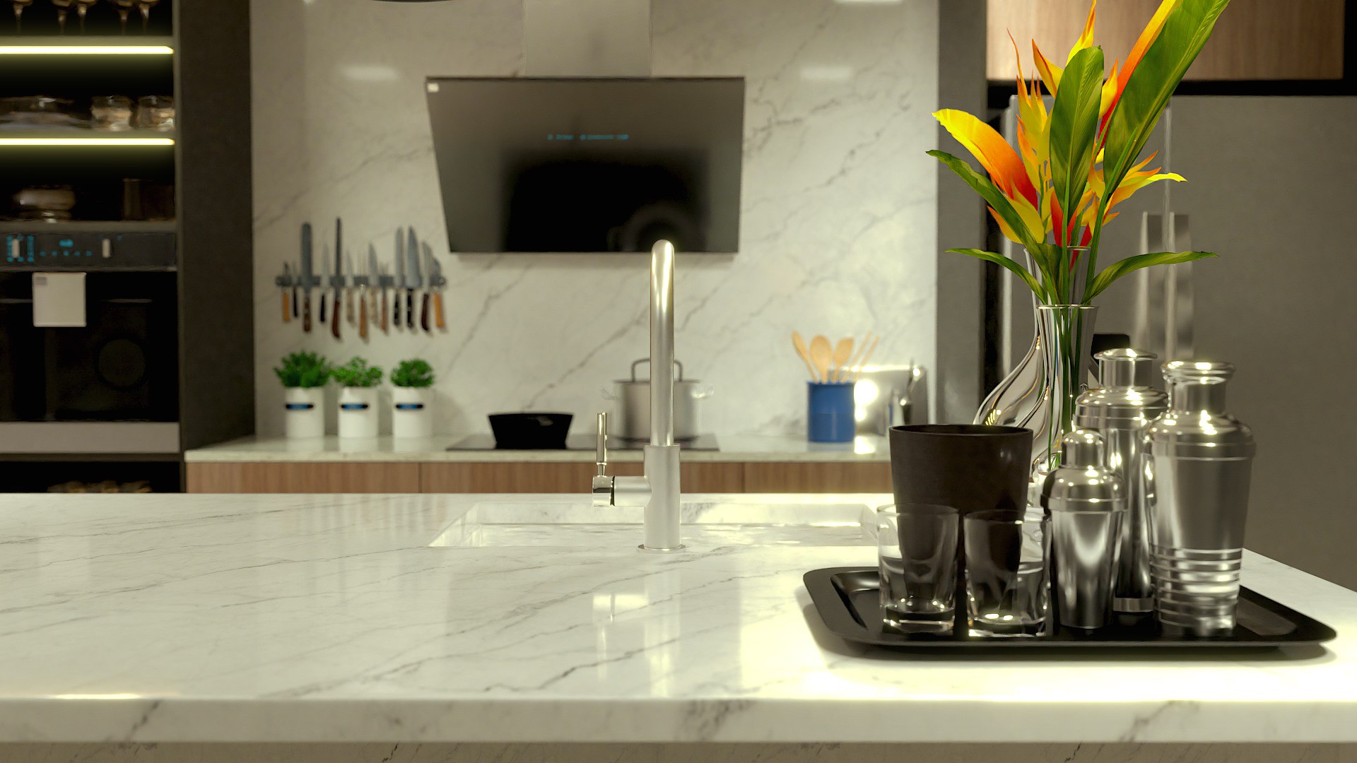3D Bespoke Kitchen Complete - Cinema 4D Octane Plus Formats Model ...