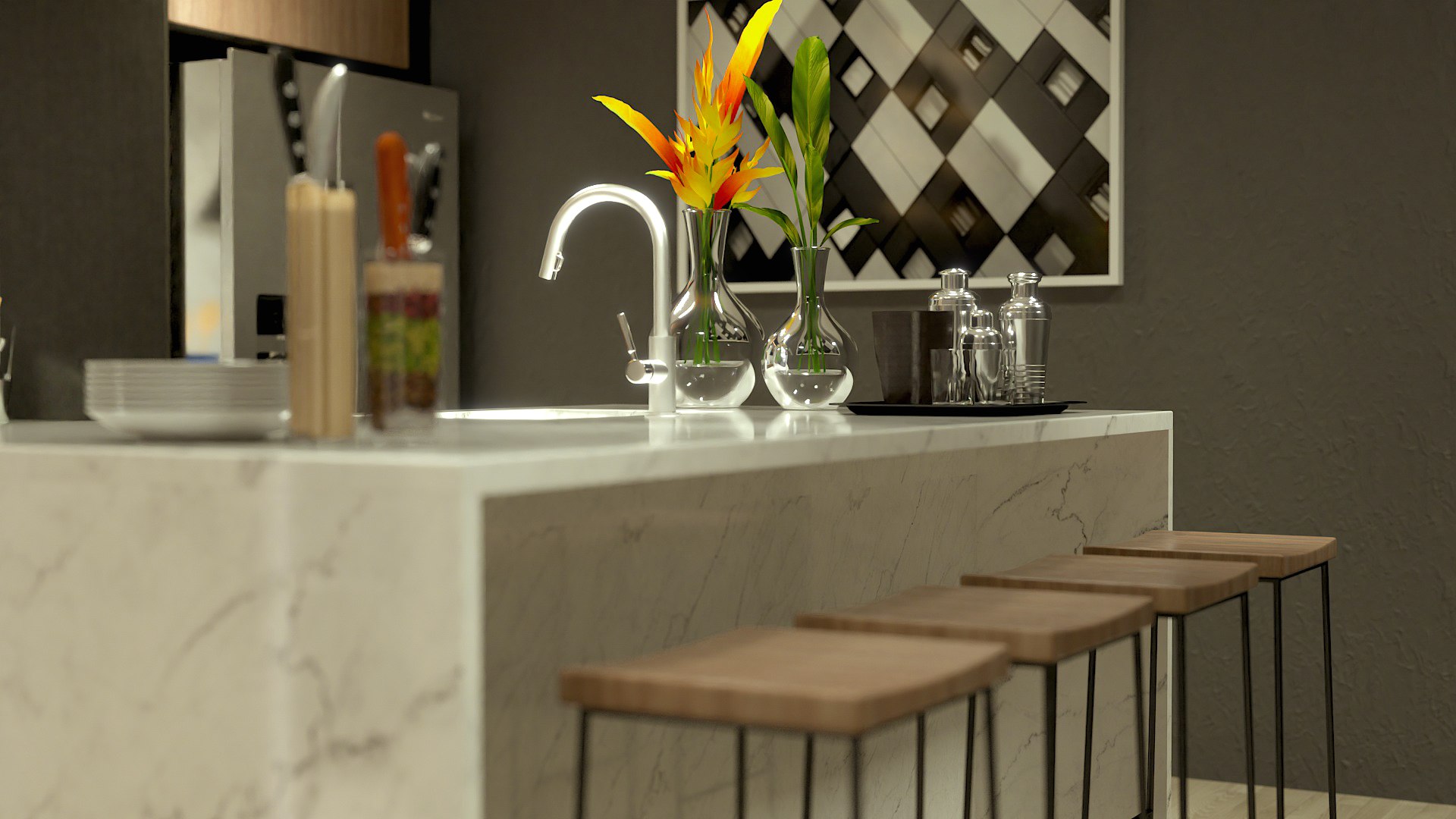 3D Bespoke Kitchen Complete - Cinema 4D Octane Plus Formats Model ...