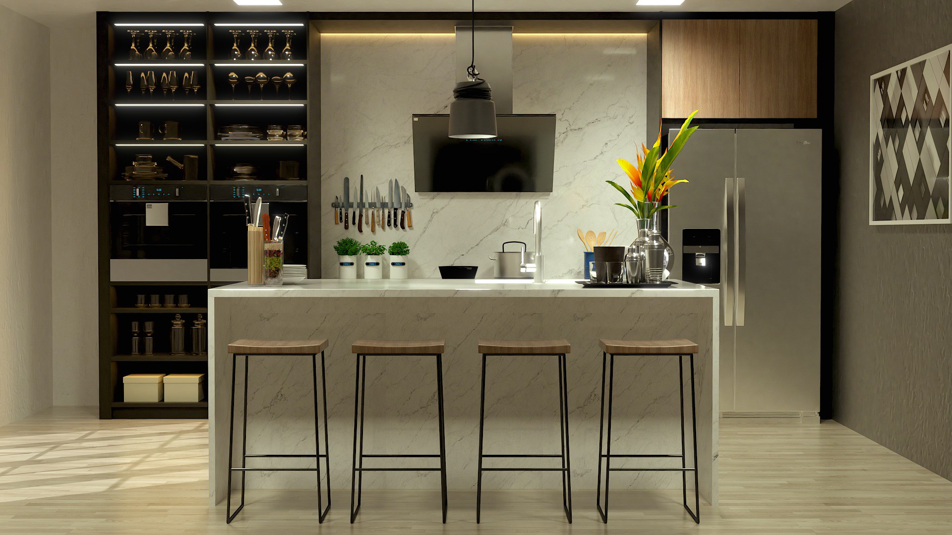 3D Bespoke Kitchen Complete - Cinema 4D Octane Plus Formats Model ...