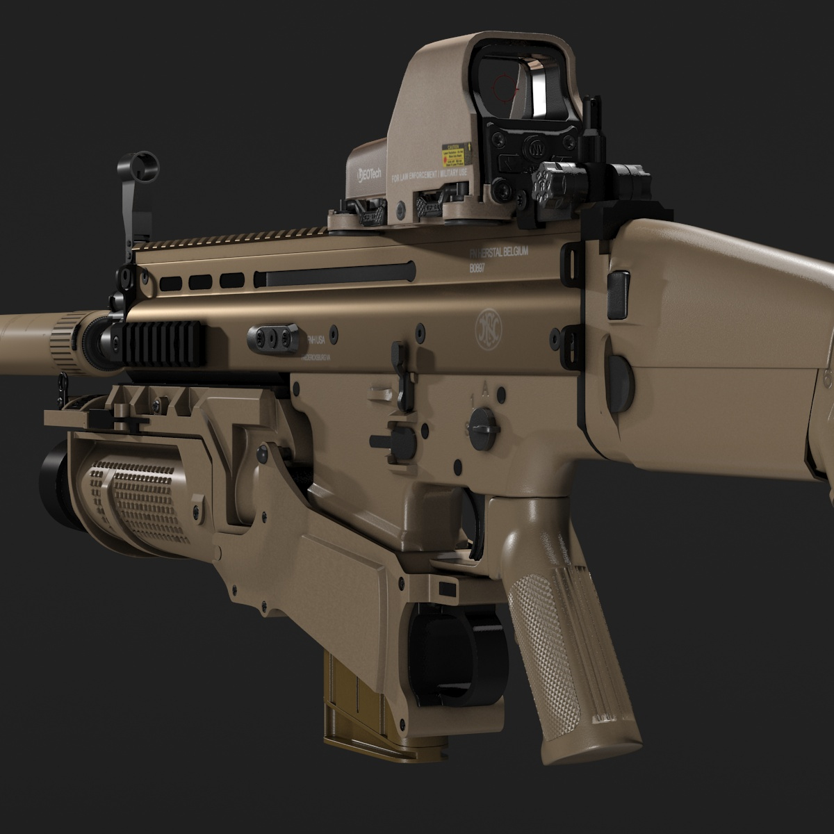 FN SCAR H & Grenade Launcher 3D 모델 - TurboSquid 1181622