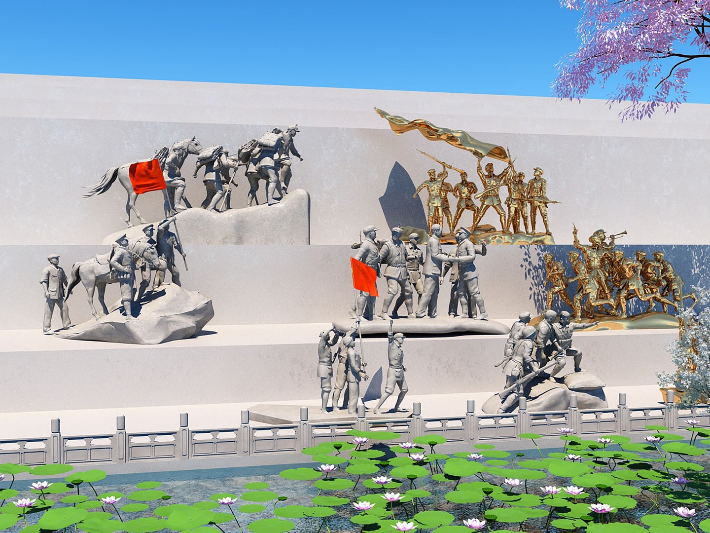 3D model Sculpture, public art red sculpture revolution sculpture ...