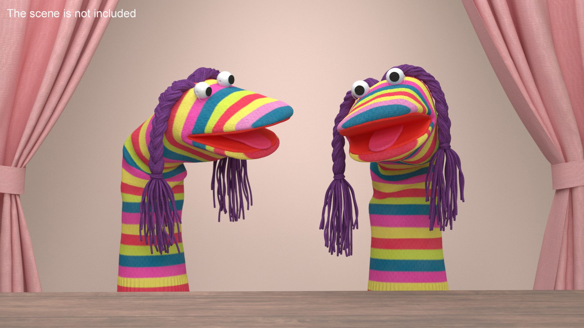 Character Hand Puppet Striped Girl Surprised Pose Model - TurboSquid ...