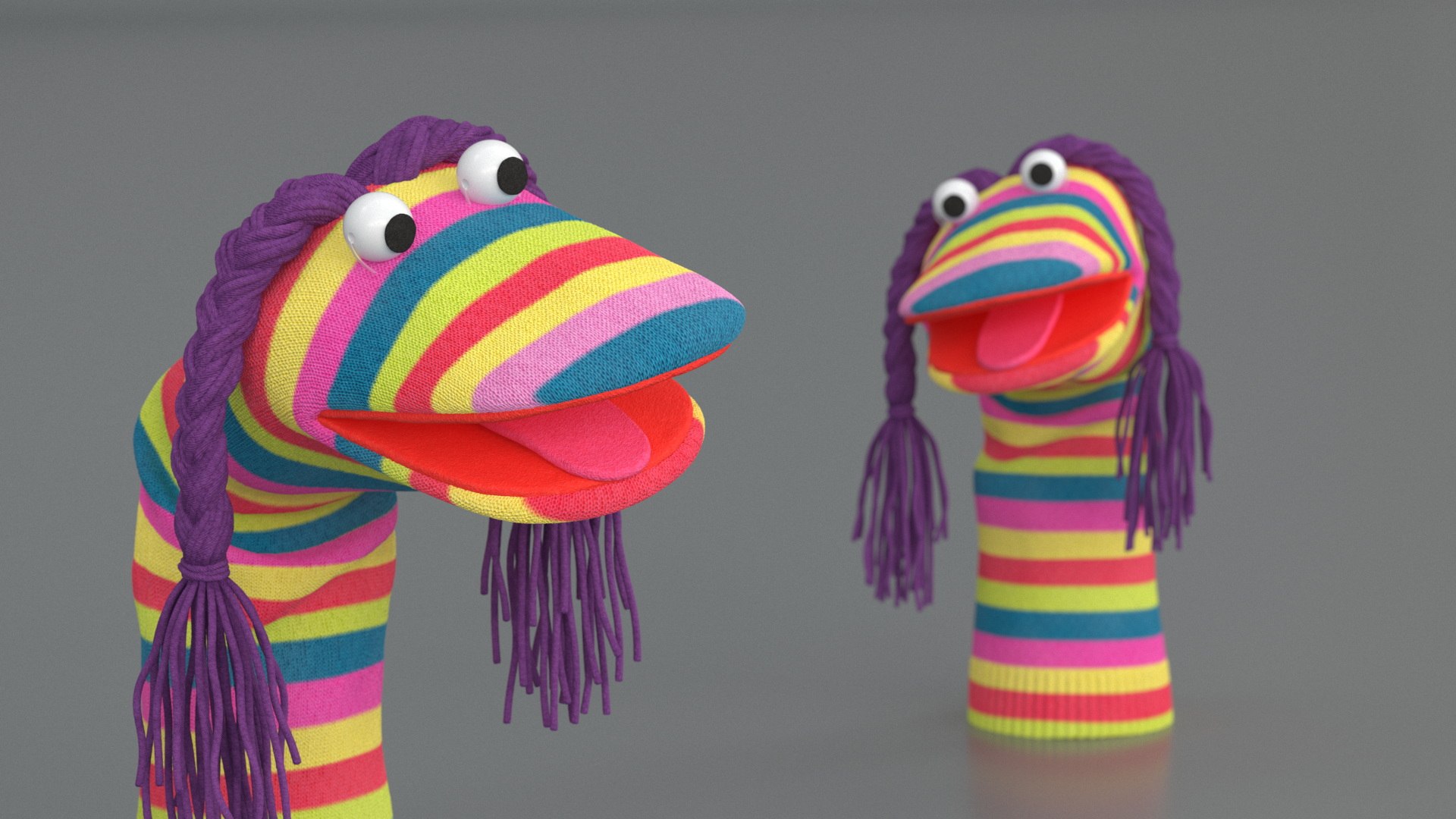 Character Hand Puppet Striped Girl Surprised Pose Model - TurboSquid ...