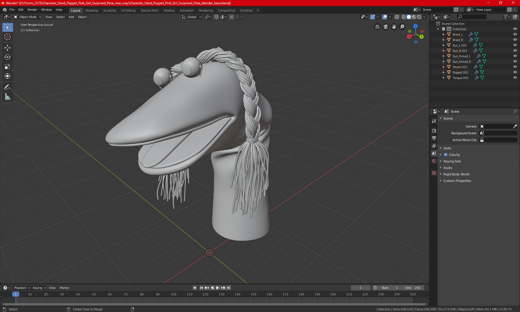 Character Hand Puppet Striped Girl Surprised Pose Model - TurboSquid ...