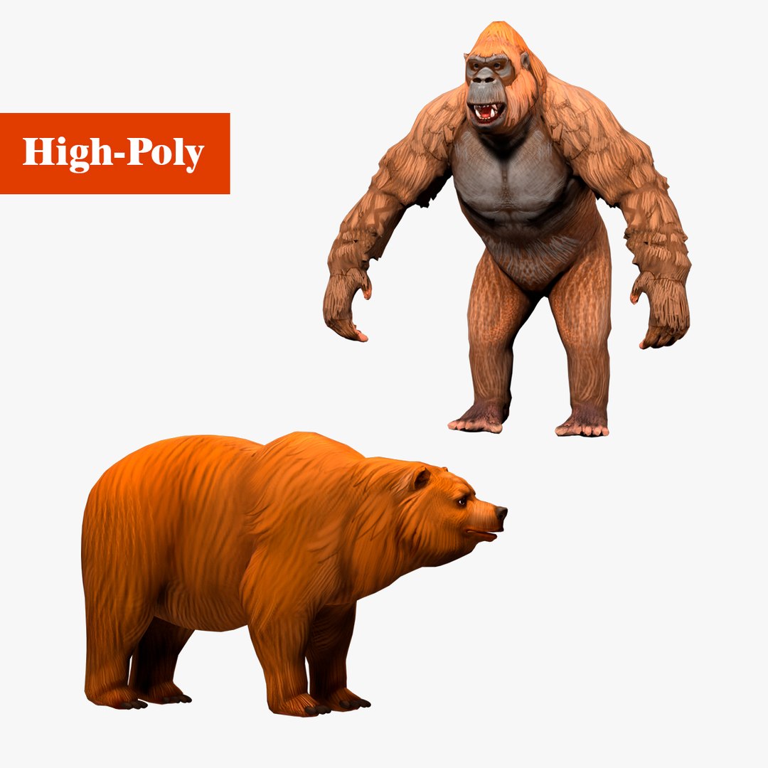 3D Gorilla Bear Rig High-poly Textured - TurboSquid 2340440