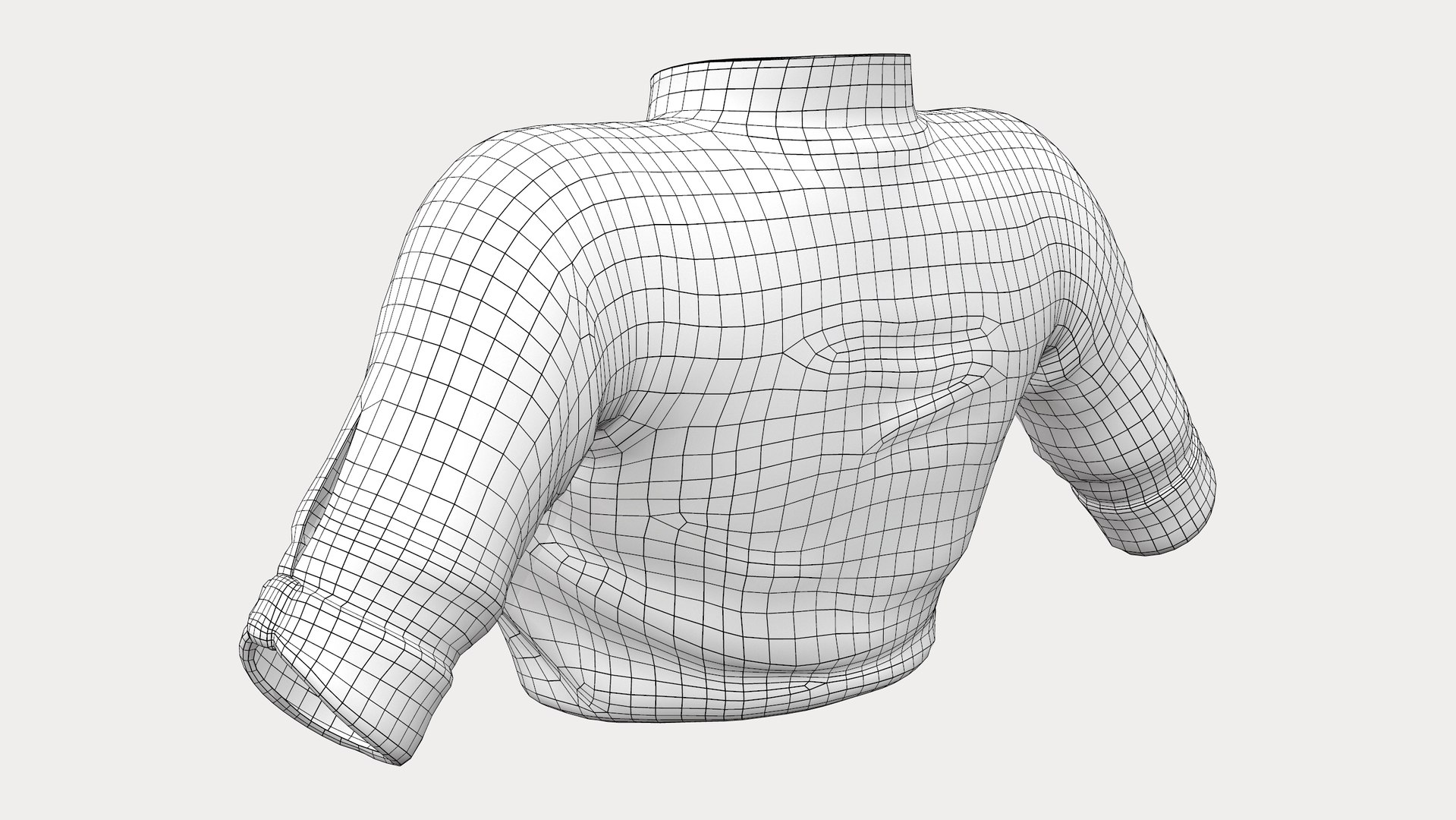 Tucked In White Wrapped Shirt Top Rolled Sleeves Standing Collar 3D ...