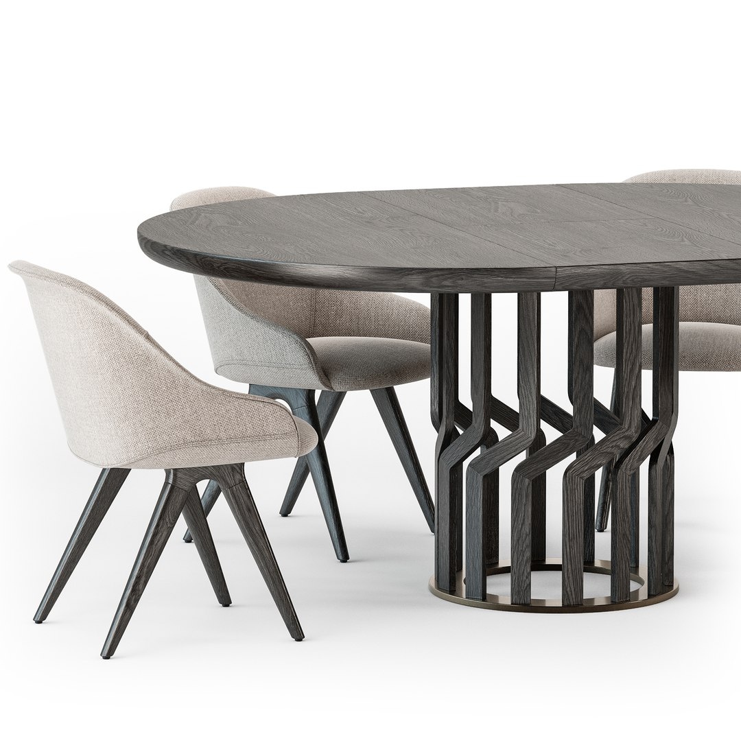 Potocco Intreccio Open Table Lyz Wood Chair Model - TurboSquid 1853874