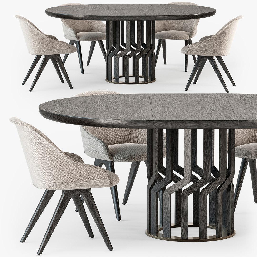 Potocco Intreccio Open Table Lyz Wood Chair Model - TurboSquid 1853874