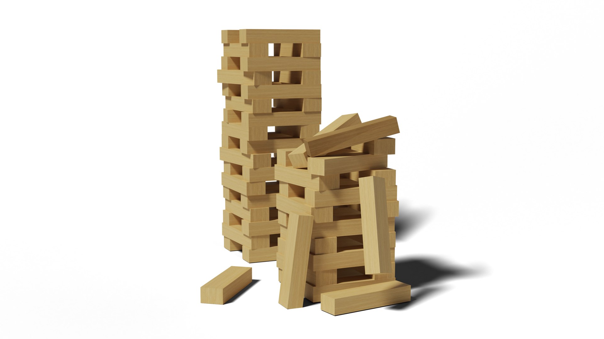 3D Jenga Tower Game Ready UV Mapped With Textures - TurboSquid 2404080