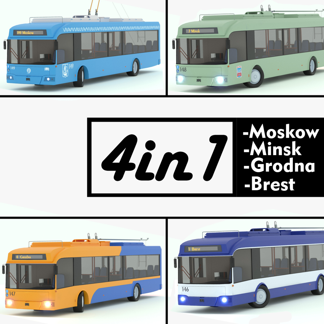 3D модель Trolleybus BKM 321 Collection - TurboSquid 2021025