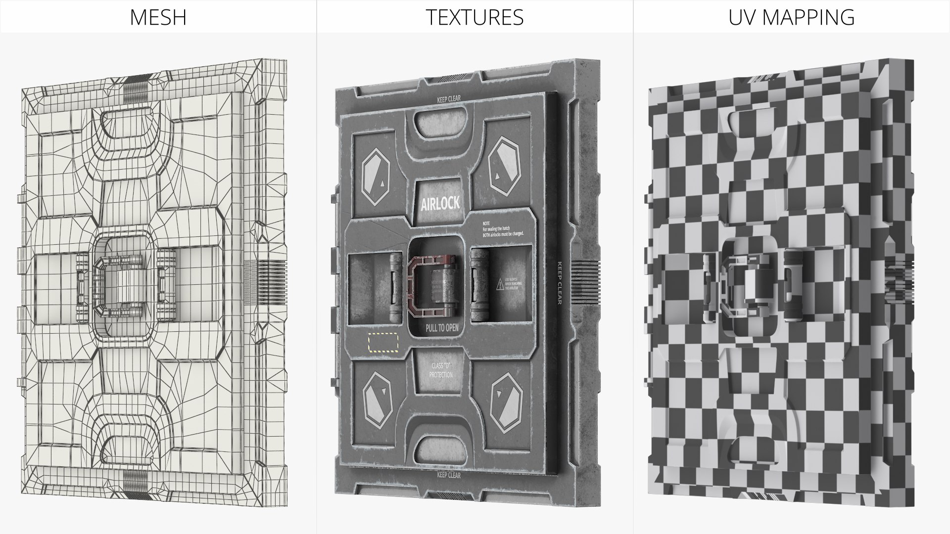 Sci-Fi Emergency Airlock Door Grey 3D Model - TurboSquid 2447011