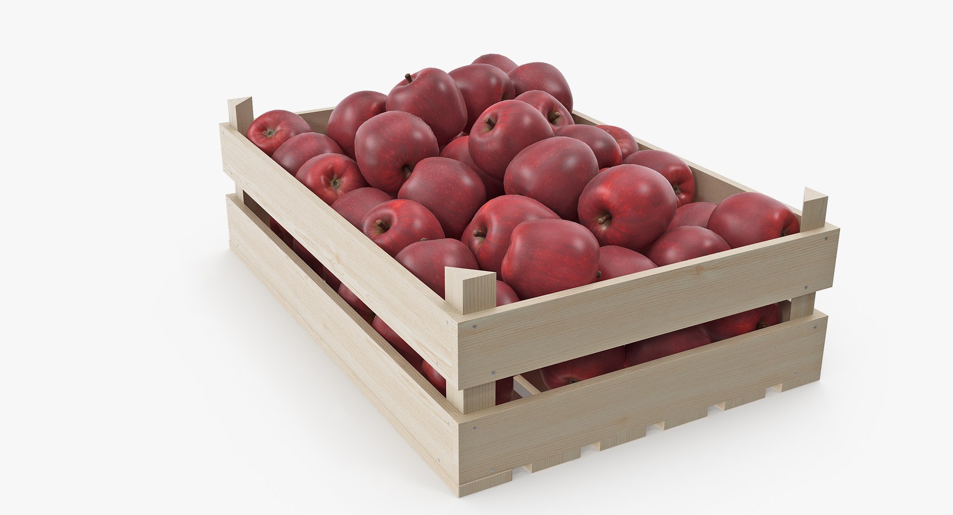Apple Red Wooden Crate Model - TurboSquid 1342339
