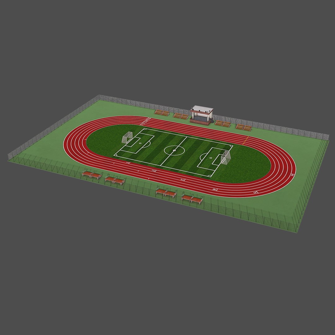 Playground With Basketball Court And Football Field 3D Model ...