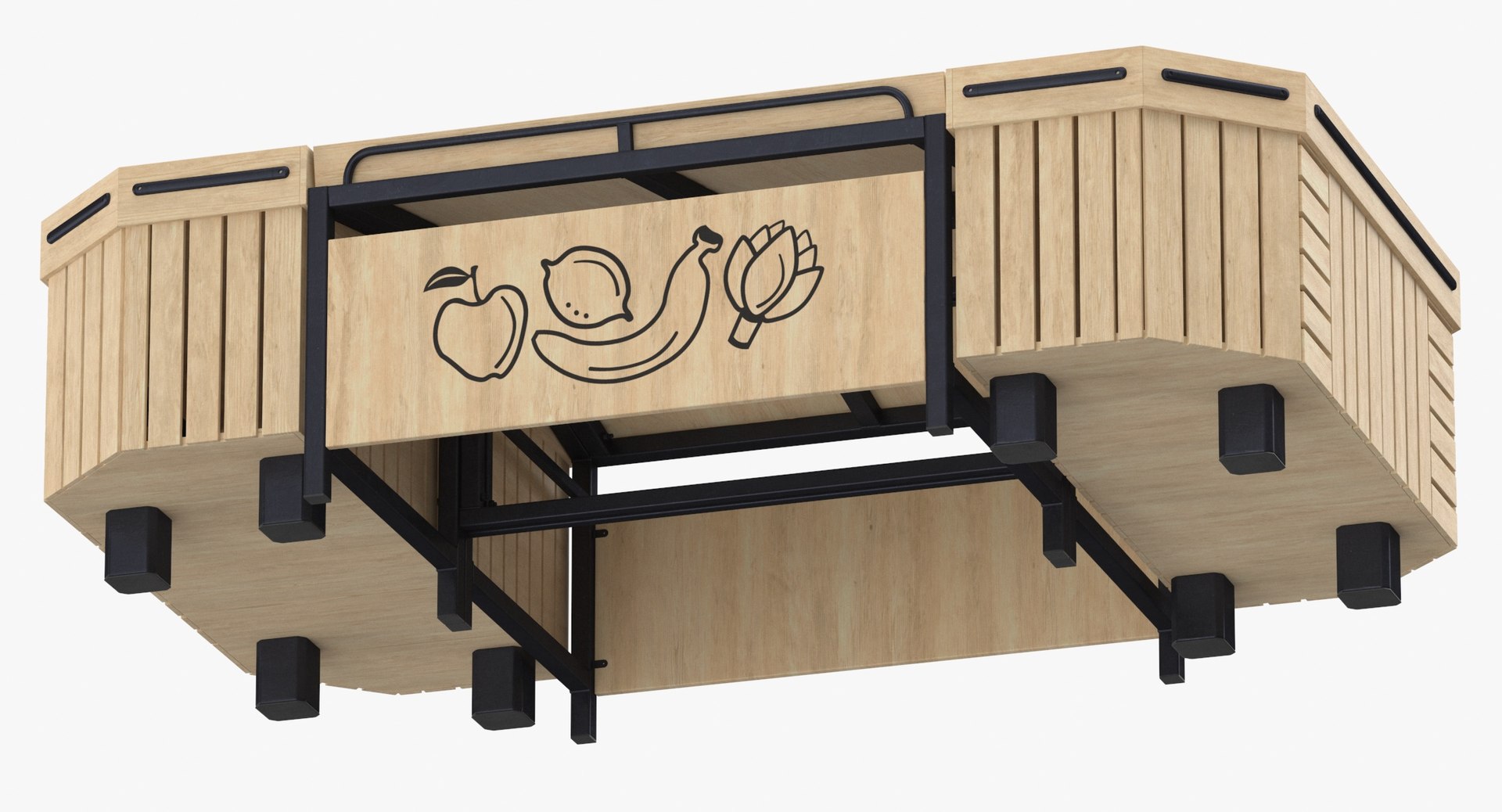 Wooden Fruit Veggies Display 3D Model - TurboSquid 1547310