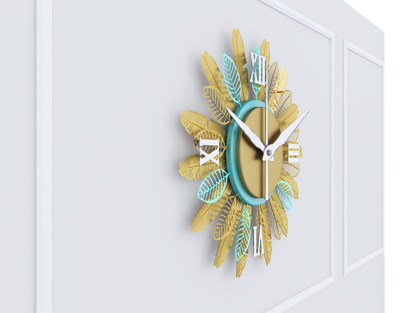 3D Decorative Clock Plants With Gold M 14 - TurboSquid 1918762