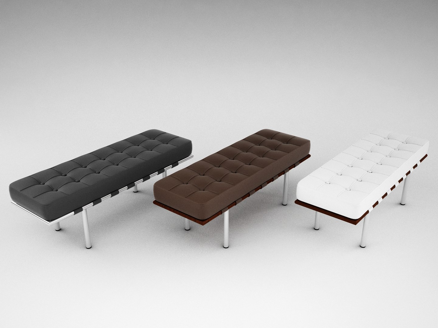 Mies Van Barcelona Bench 3d Model