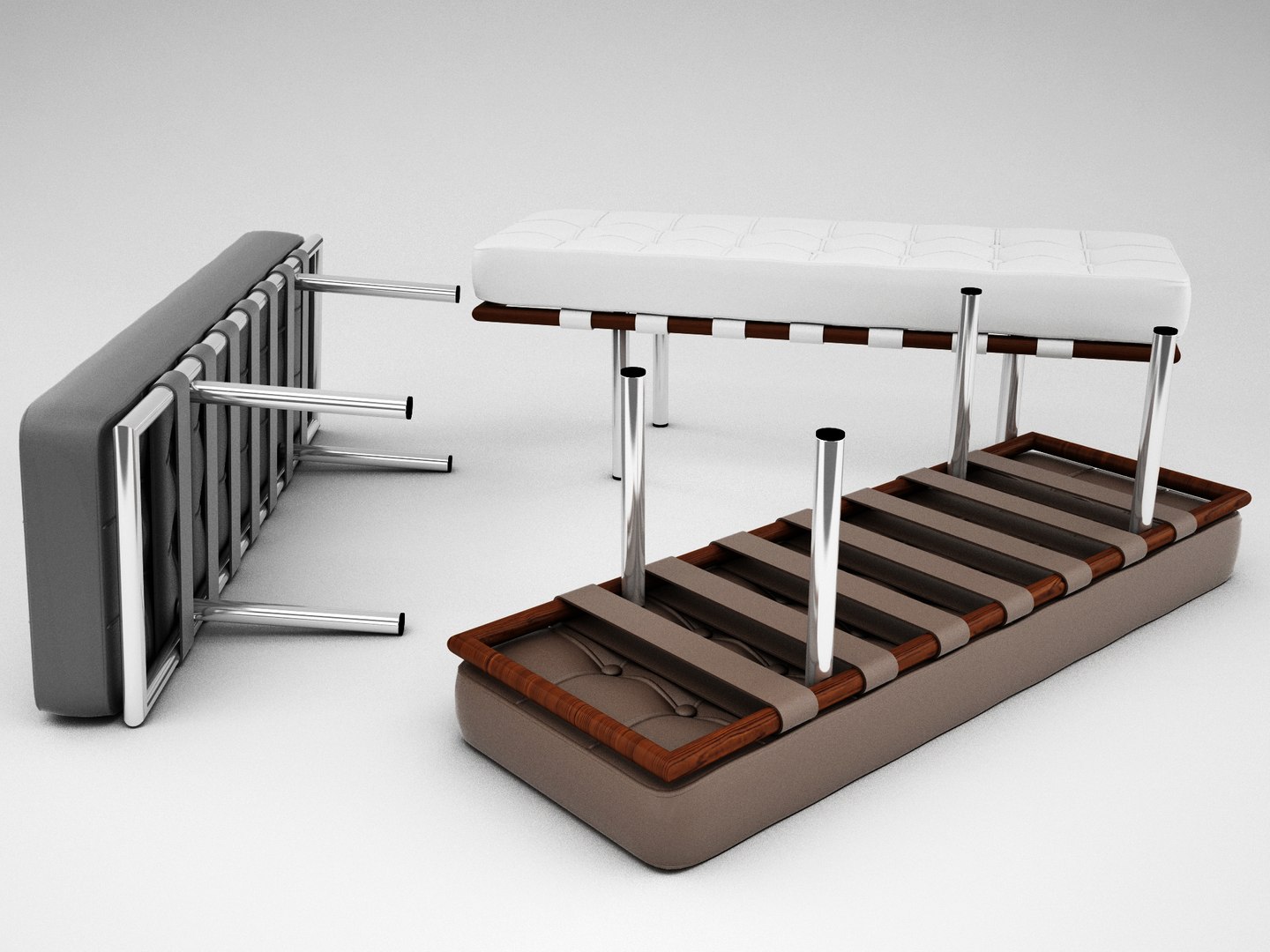 Mies Van Barcelona Bench 3d Model